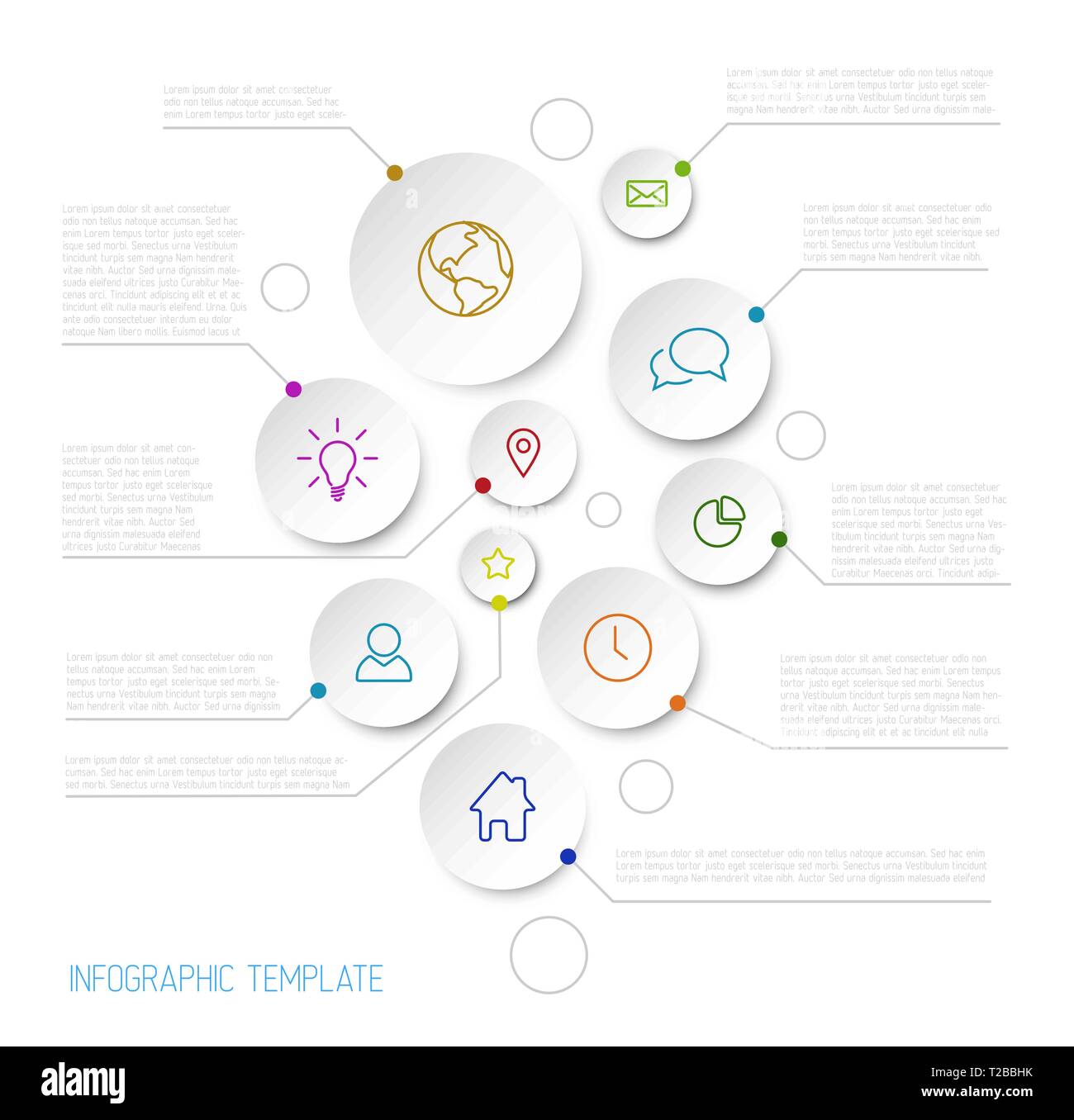 Vector Infographic report poster with circles and line icons Stock ...