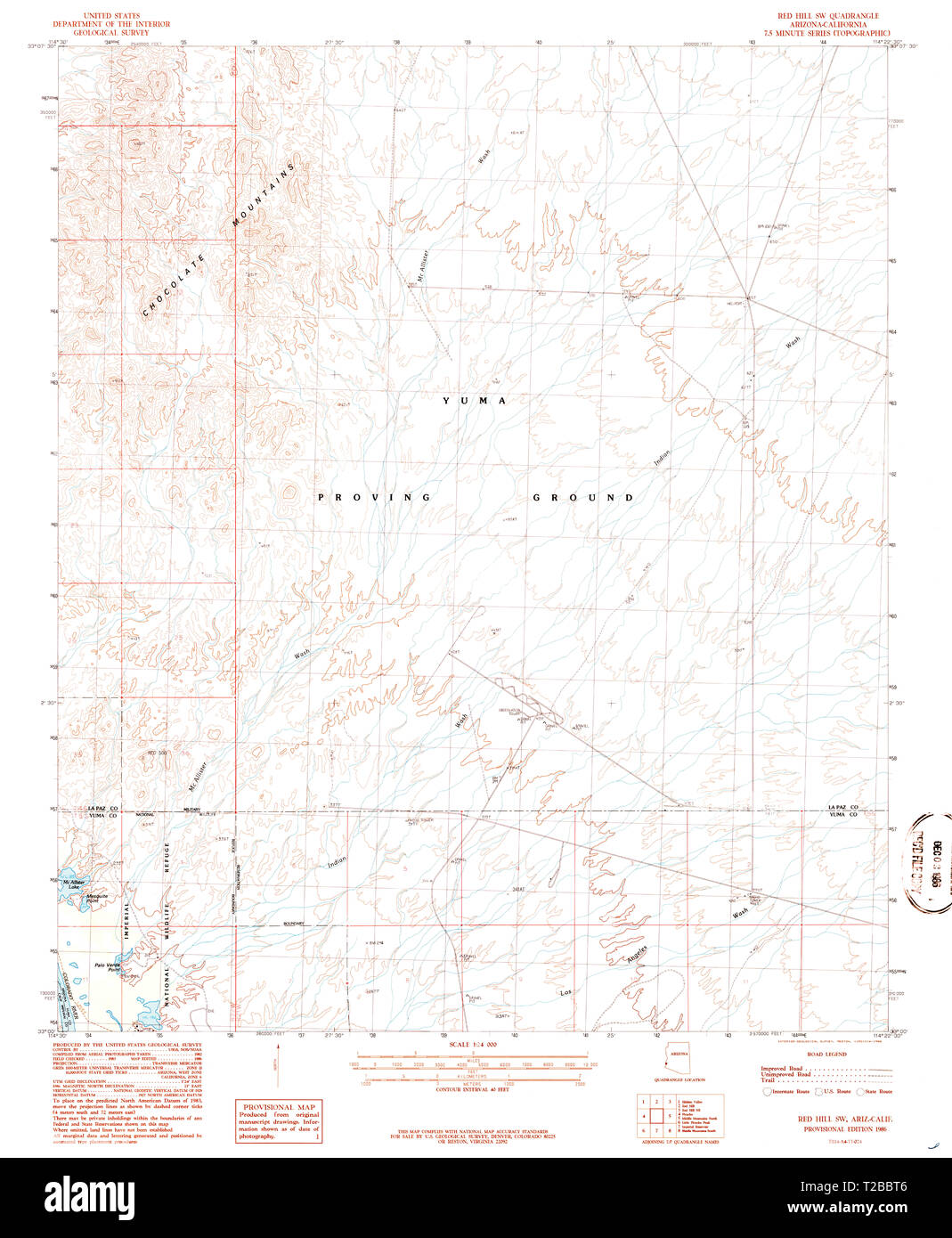 USGS TOPO Map Arizona AZ Red Hill SW 313054 1986 24000 Restoration ...