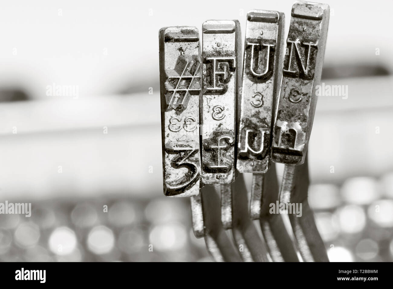 # FUN with old typewriter macro monochrome image Stock Photo - Alamy