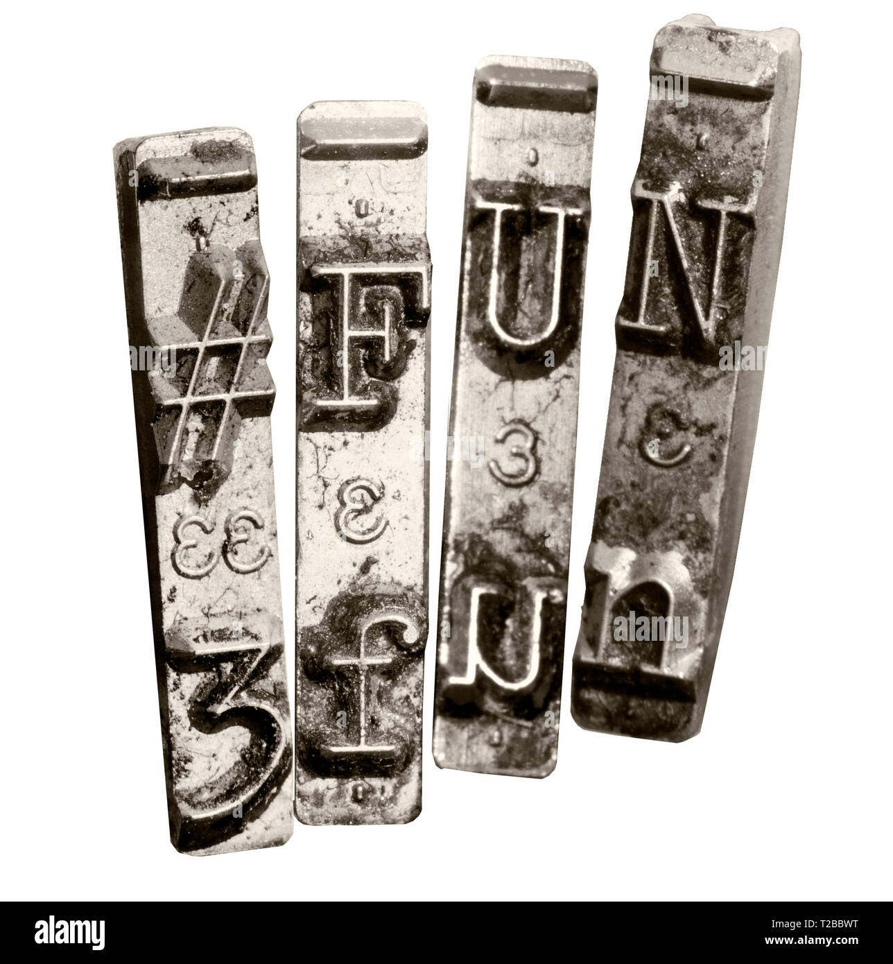 # FUN with old typewriter macro monochrome image isolated Stock Photo ...