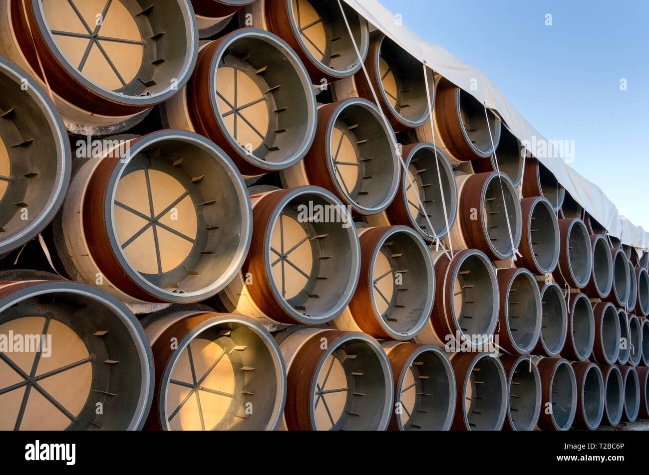 Lot of underwater gas pipes of large diameter at Port of Varna Stock ...