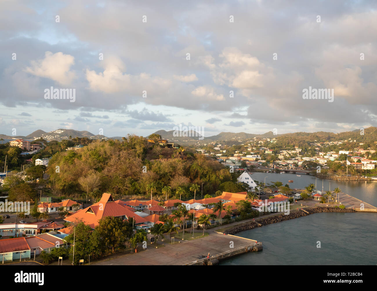 View from a cruise ship over Castries in St Lucia, The Caribbean Stock ...