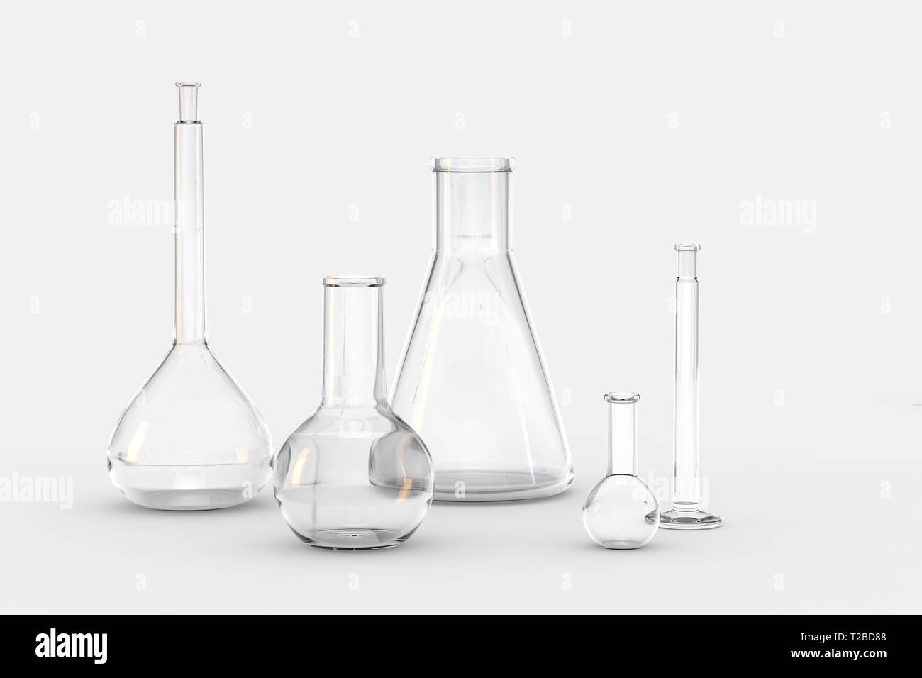 3d rendering, test tube and beaker in the lab, computer digital image ...