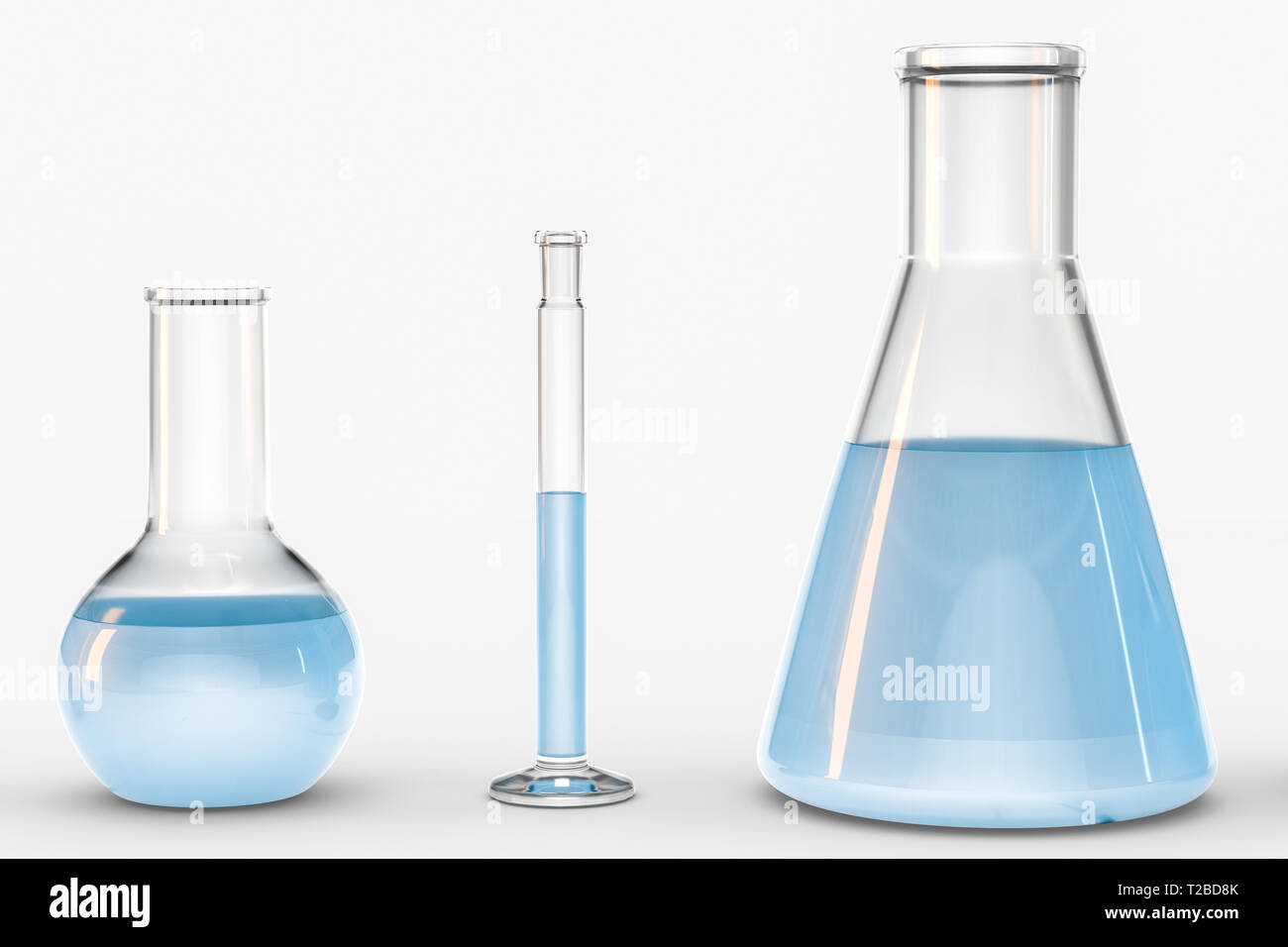 3d rendering, test tube and beaker in the lab, computer digital image ...