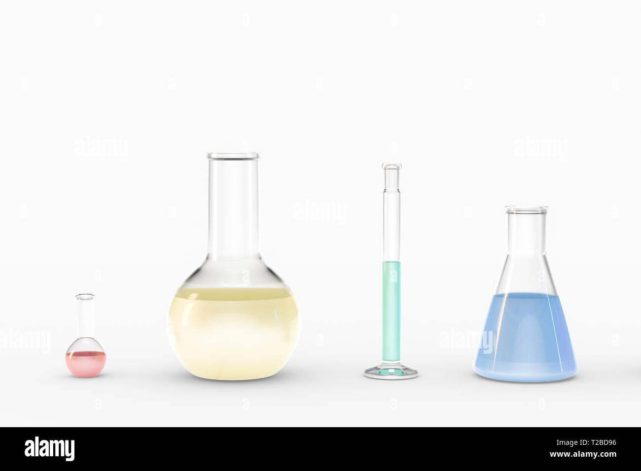 3d rendering, test tube and beaker in the lab, computer digital image ...