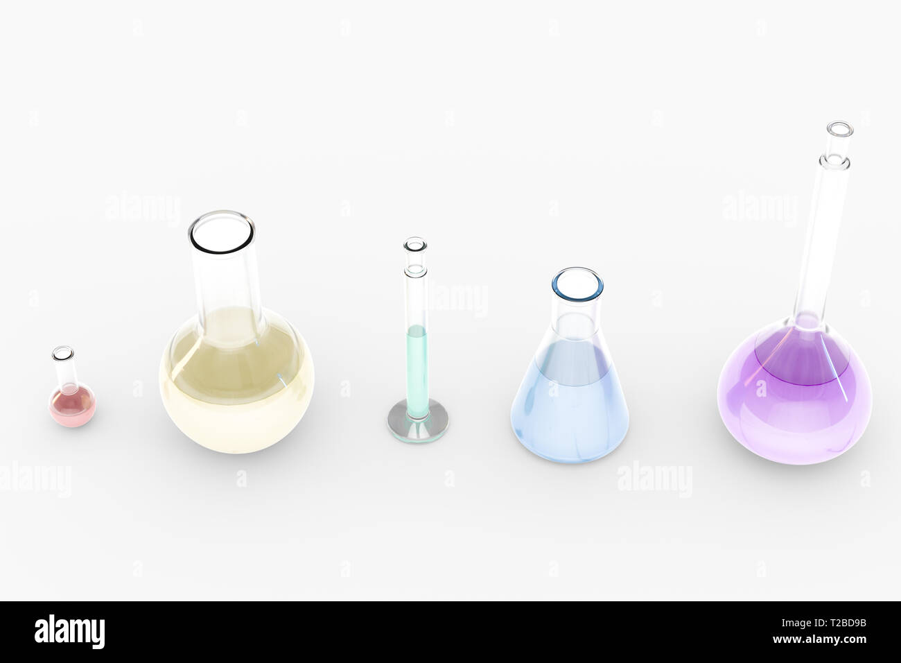 3d rendering, test tube and beaker in the lab, computer digital image ...