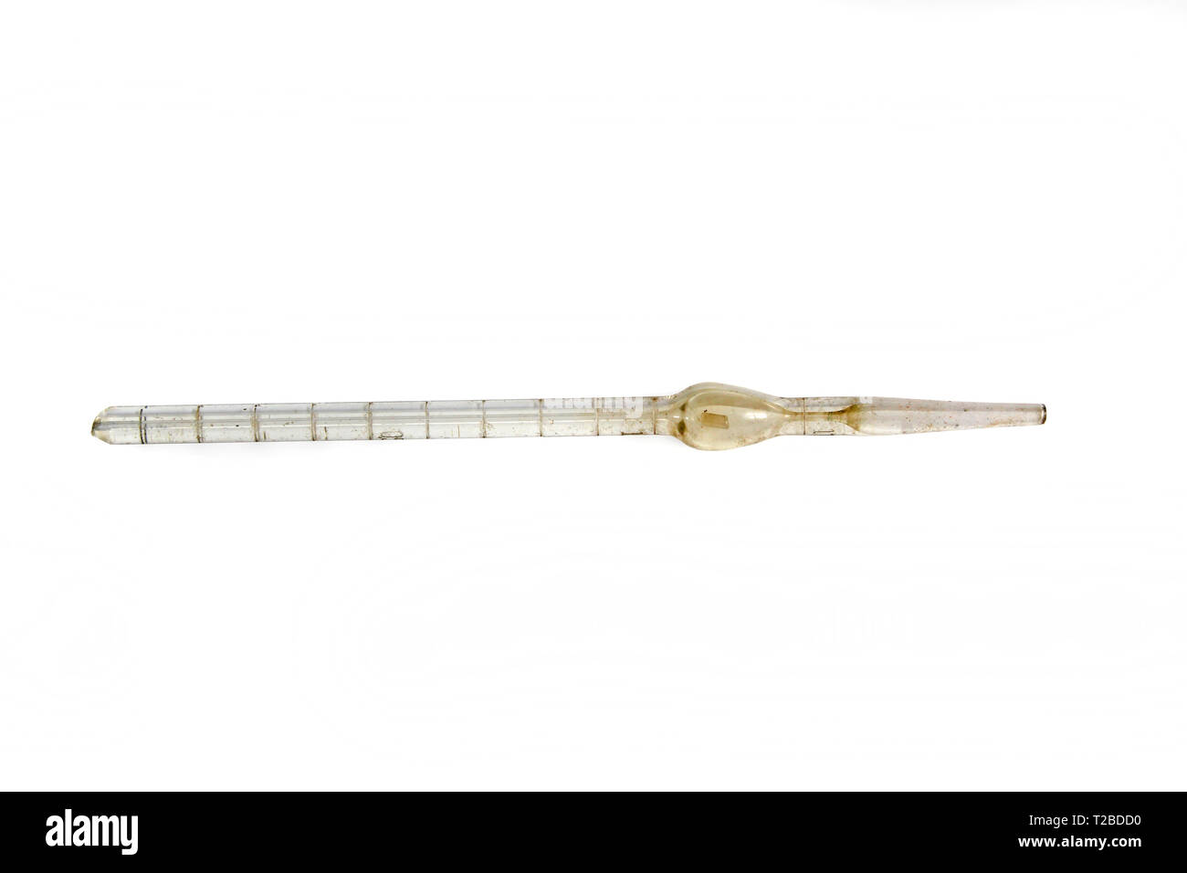 Old laboratory pipette, isolated on white background, close-up Stock ...