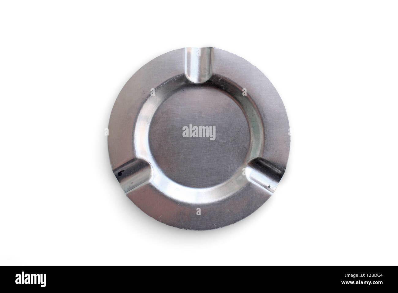Vintage silver aluminum ashtray, isolated on a white background Stock ...