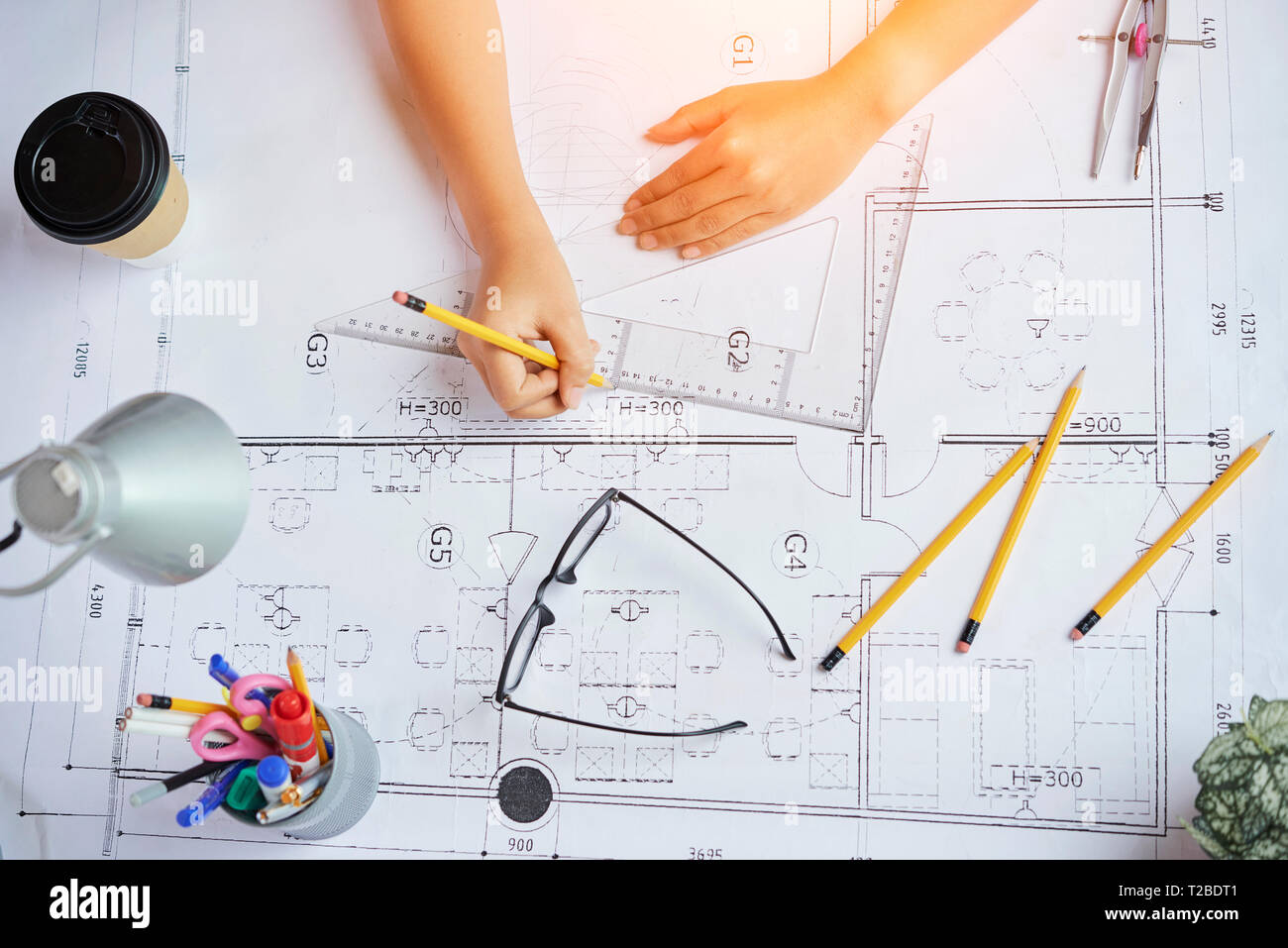 Architect working on project Stock Photo - Alamy