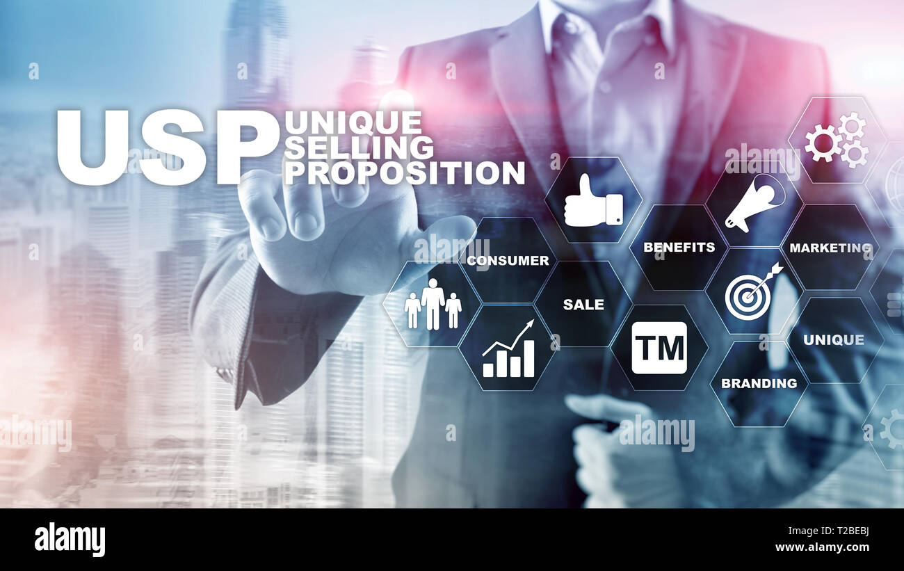 UPS - Unique selling propositions. Business and finance concept on a ...
