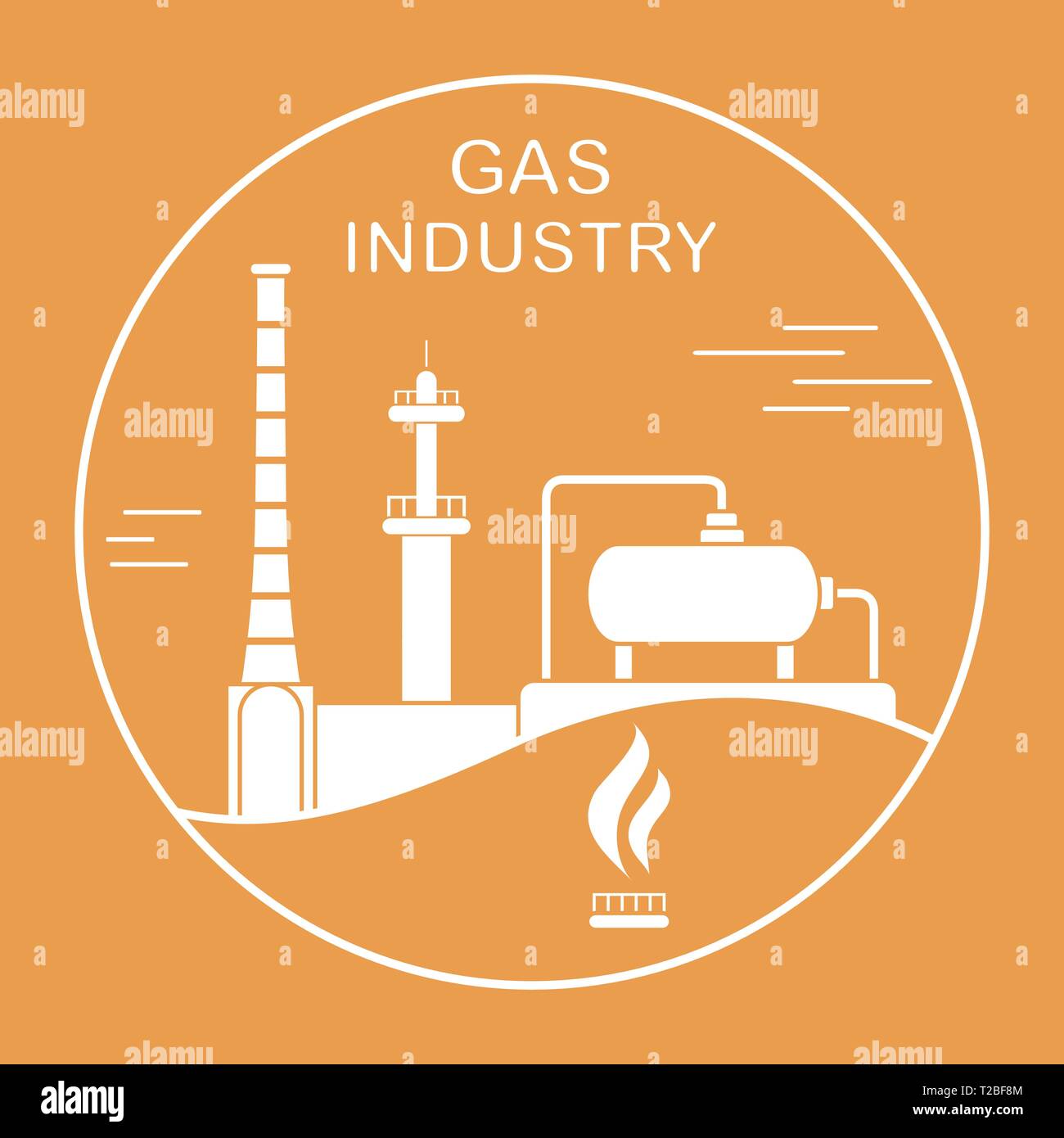 Vector illustration with equipment for gas production. Gas industry ...