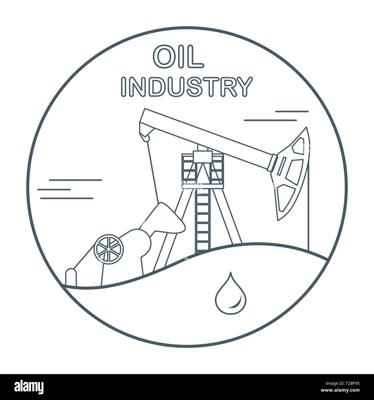 Vector illustration with equipment for oil production. Oil industry ...
