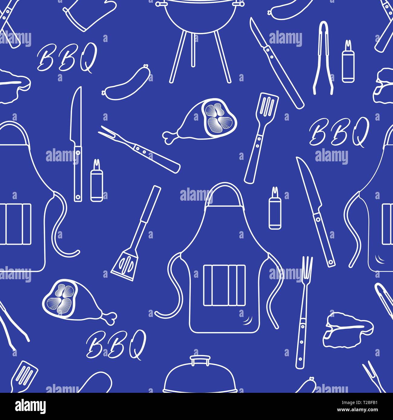 Seamless pattern with grill and barbecue tools. BBQ party background ...