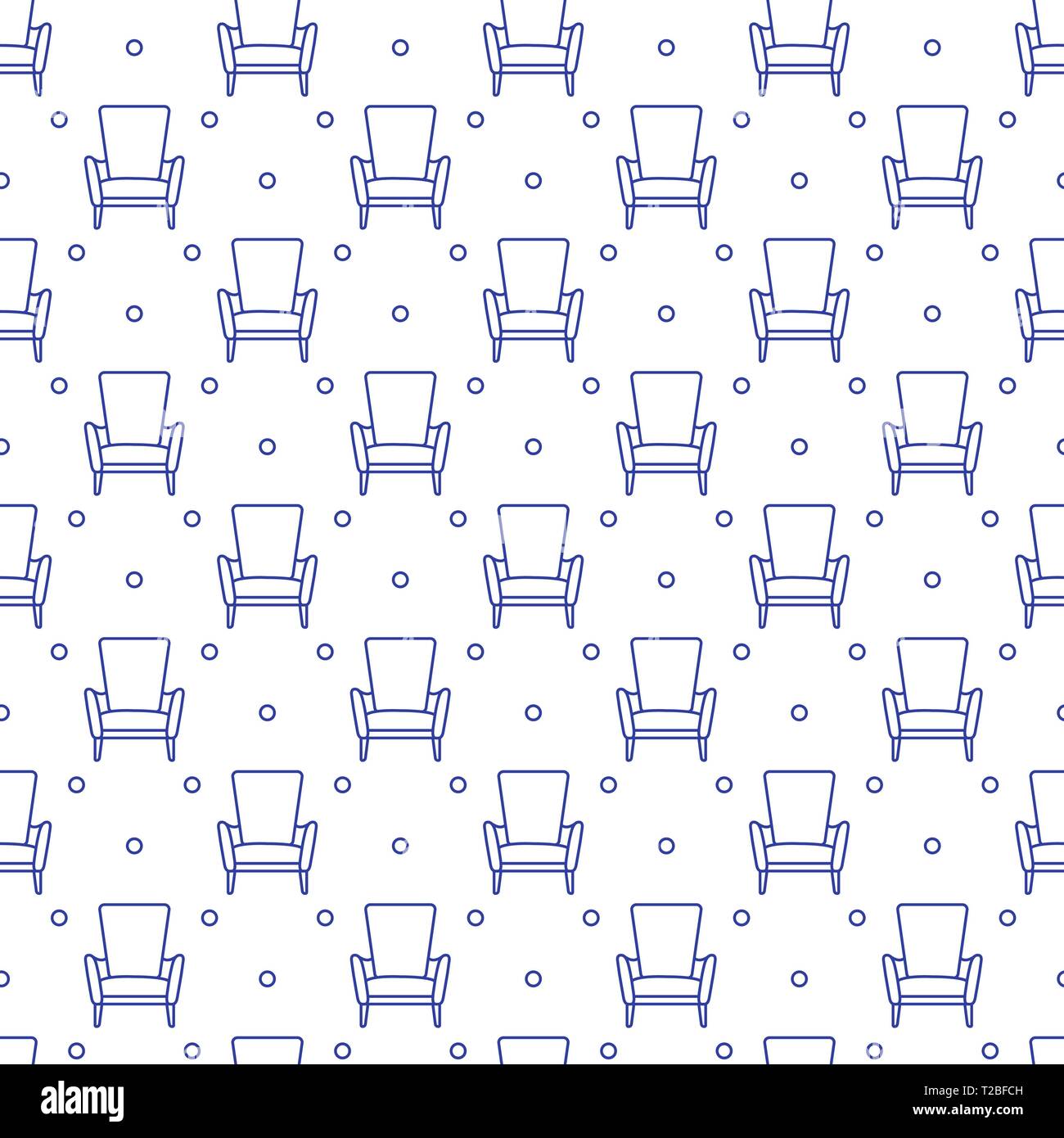 Vector seamless armchair pattern. Cushioned furniture. Design for ...