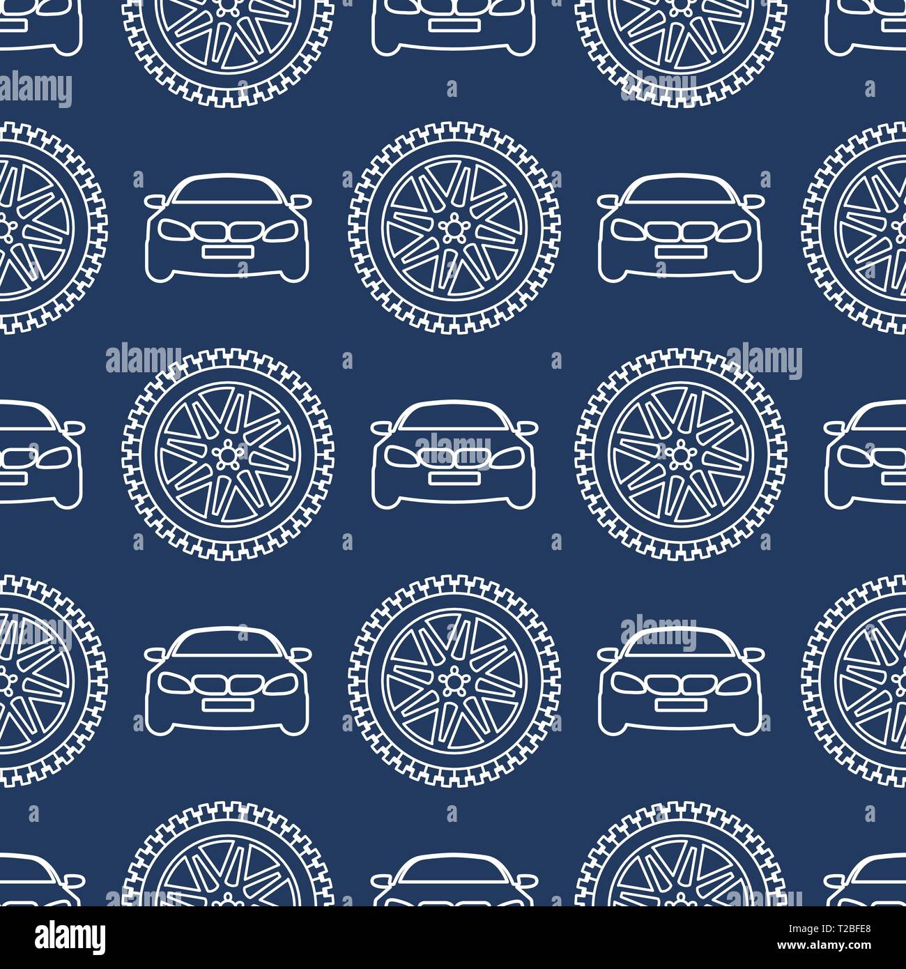 Seamless pattern with cars and wheels. Automotive background. Transport ...