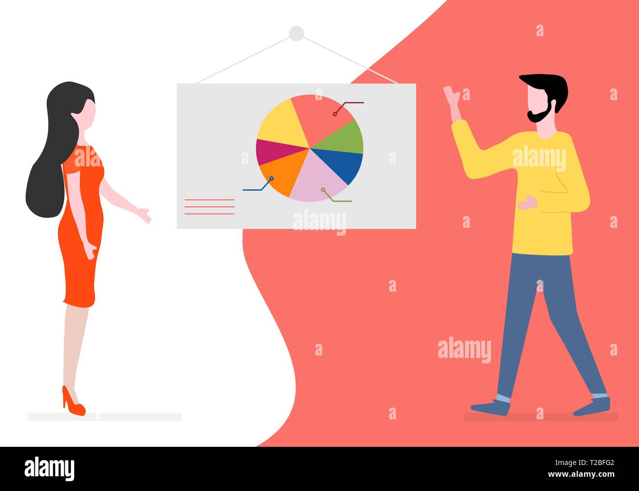 Vector illustration with people having business meeting. People discuss ...
