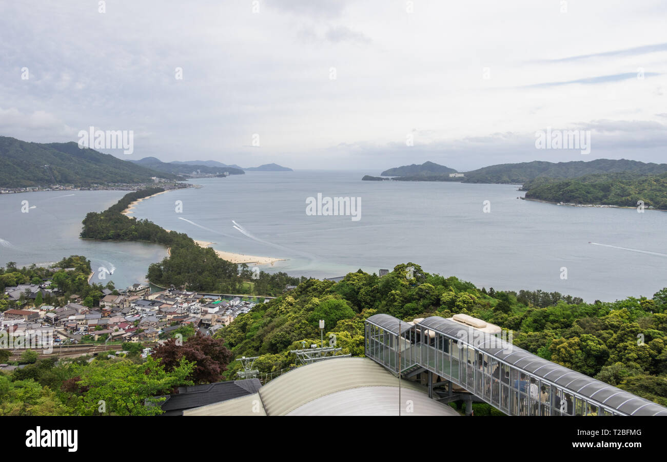 Amanohashidate "Heaven Brigde" with Miyazu Bay and Islands in a green ...