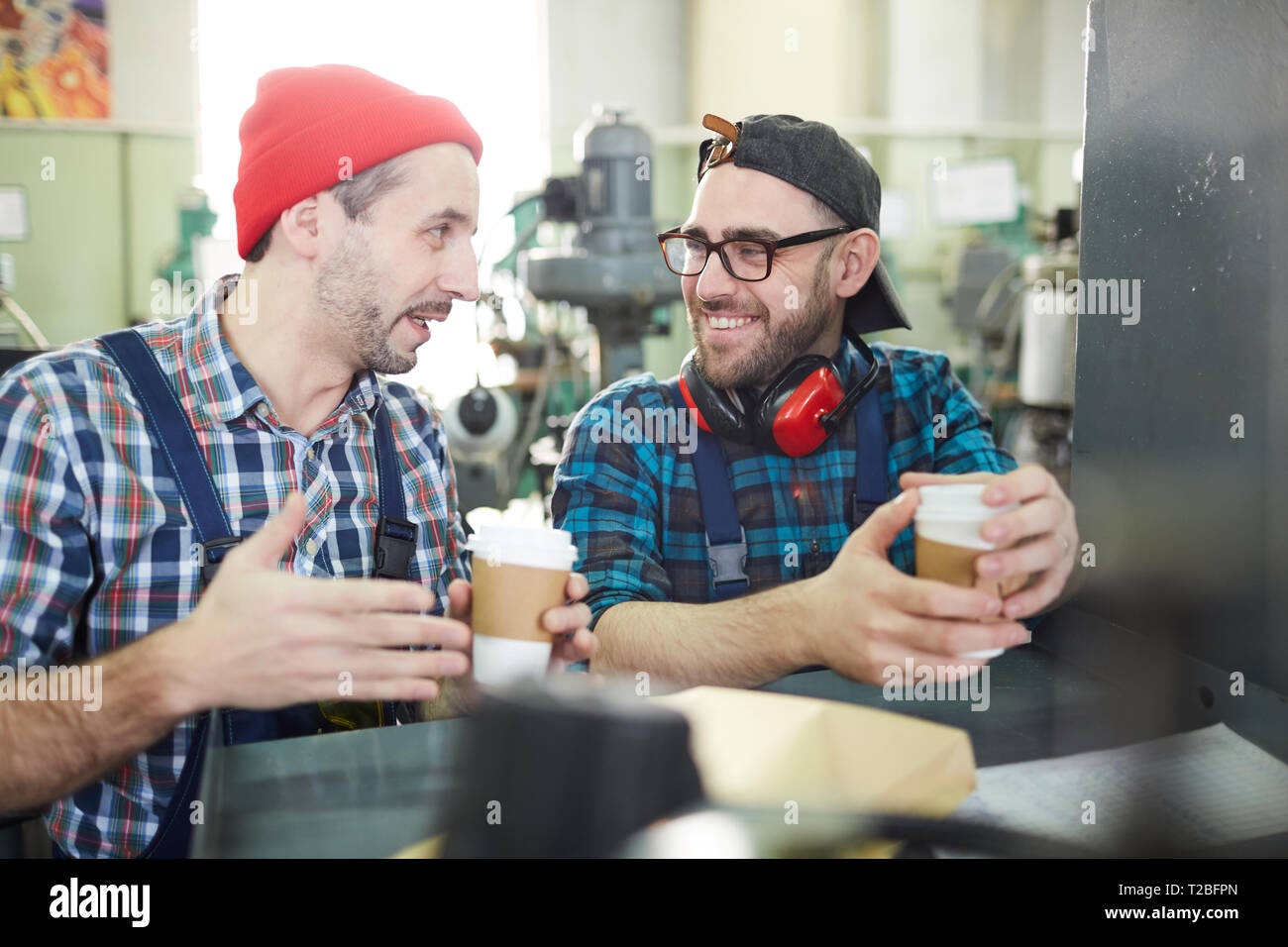 Two Workers on Break Stock Photo - Alamy