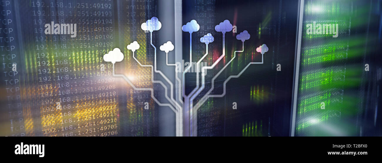 Website header banner. Cloud technology, networking, data storage ...