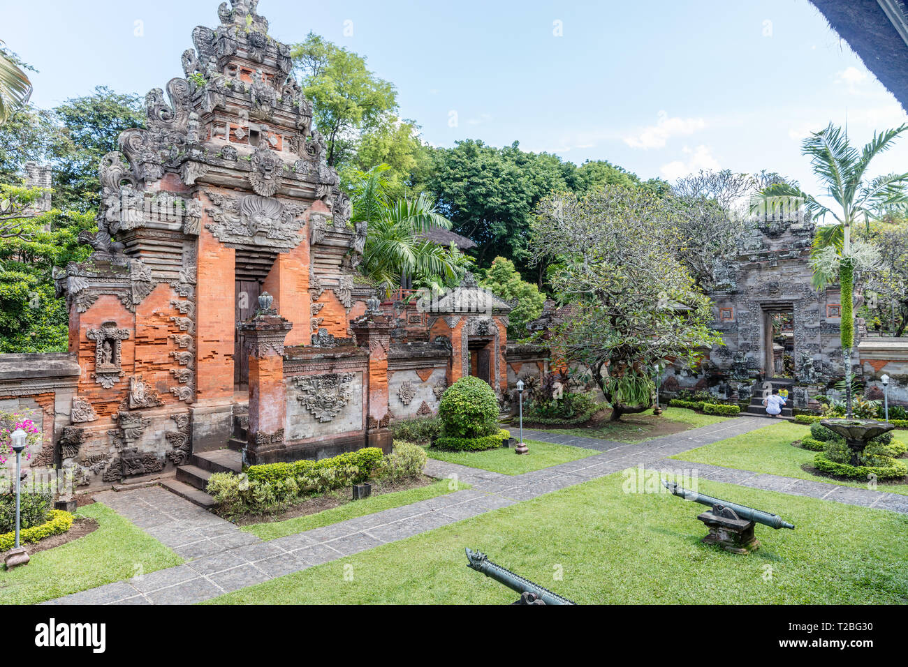 Entrance gates (paduraksa) with stone carving at Bali Museum in ...