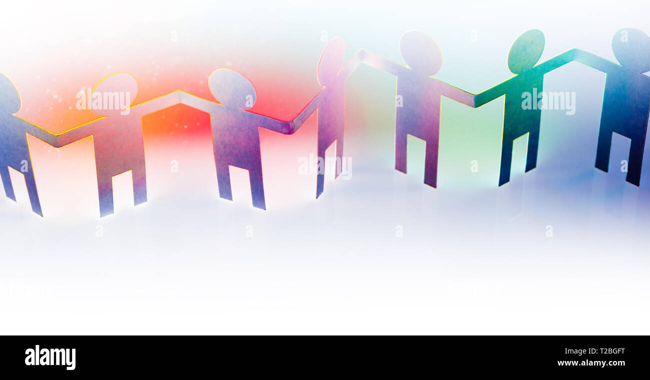 paper people chain concept of social help in diversity group Stock ...