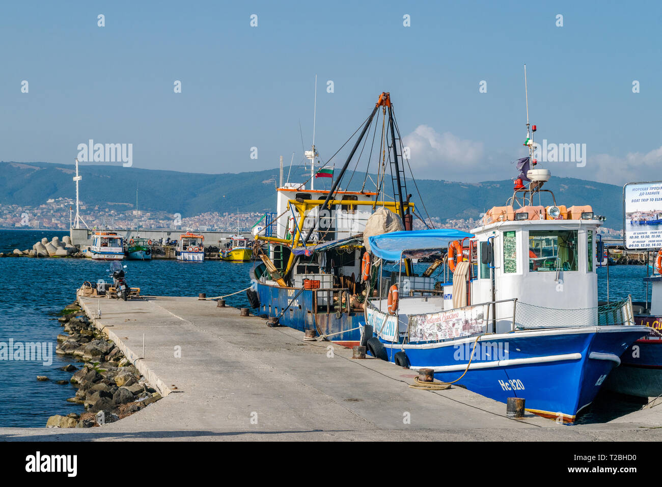 Nessebar, Bulgaria - 2 Sep 2018: Fishing boats at the Harbor Port of ...