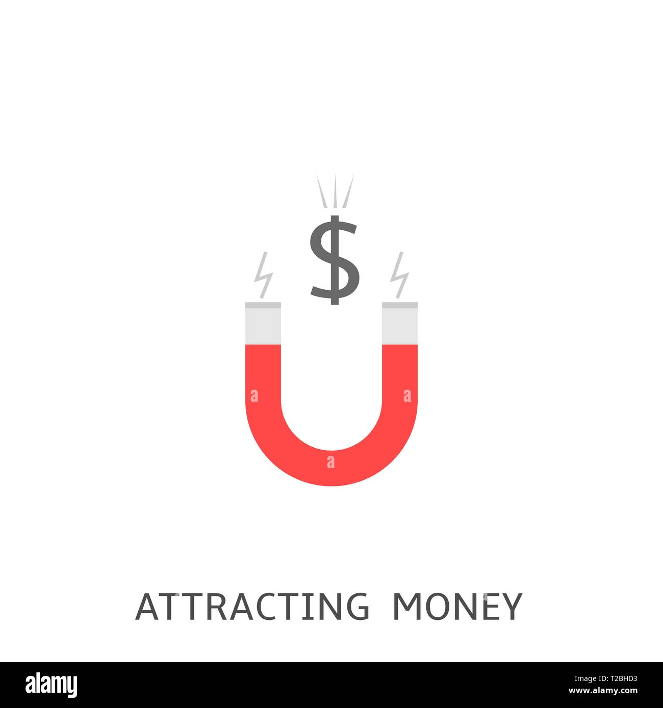 Attracting money. Red magnet with dollar sign, Vector illustration ...