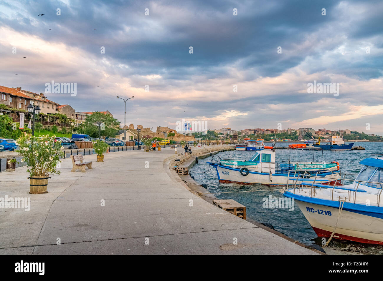 Nessebar, Bulgaria - 6 Sep 2018: Harbor Port of Nessebar, one of the ...
