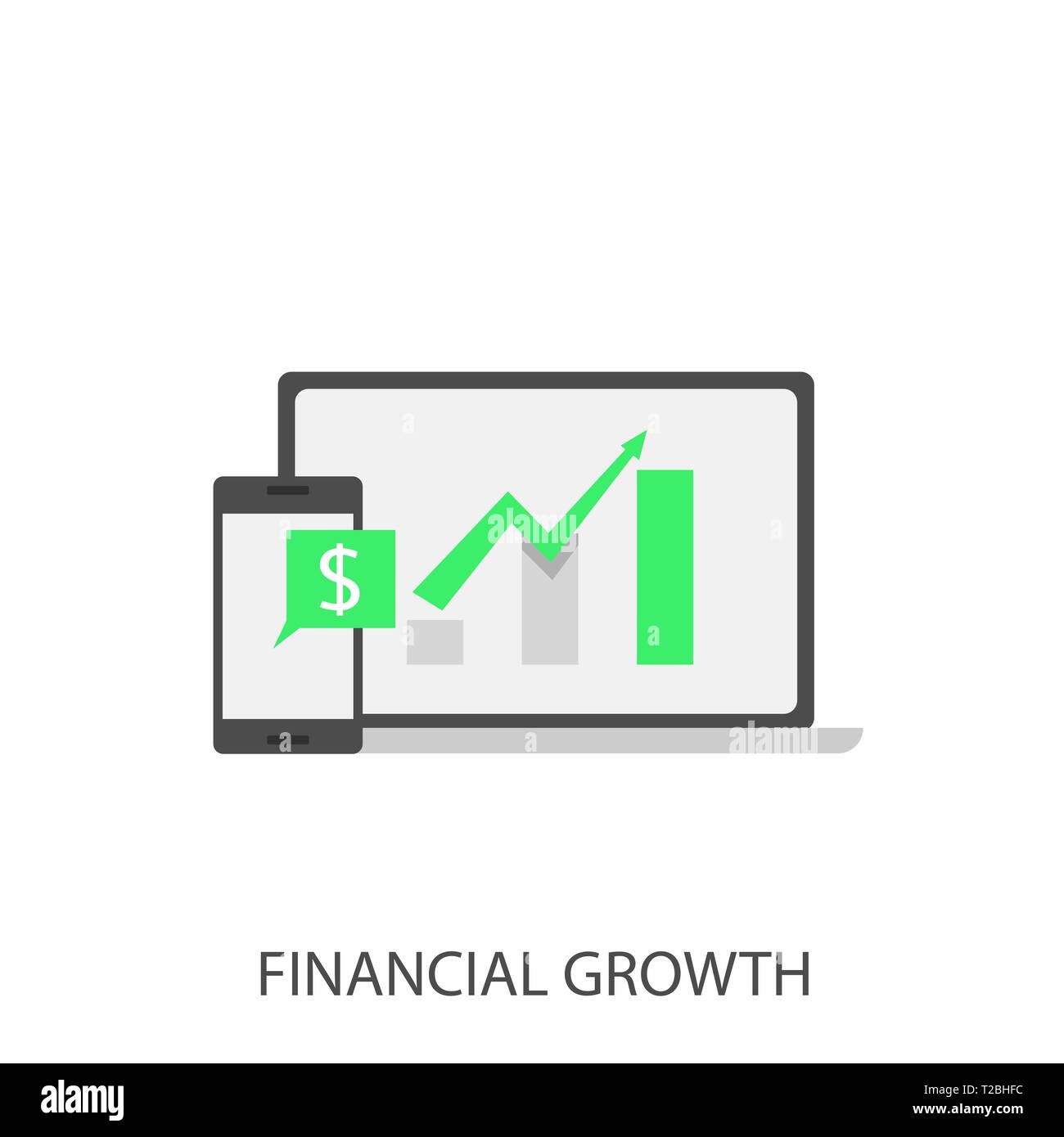 Financial growth. Business success concept, green arrow sign graph ...