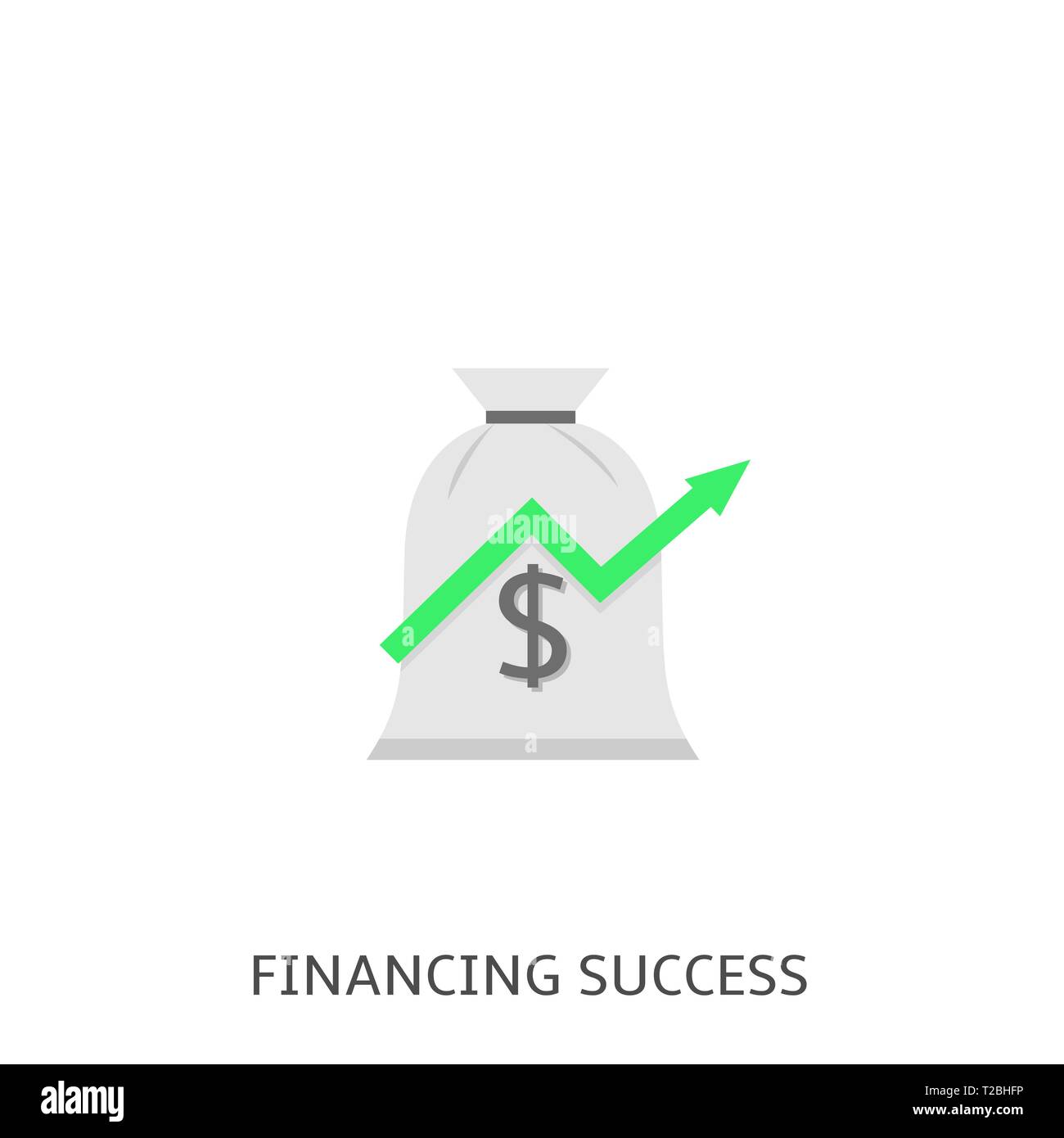 Financial success. Money bag with dollar sign and green growth arrow ...