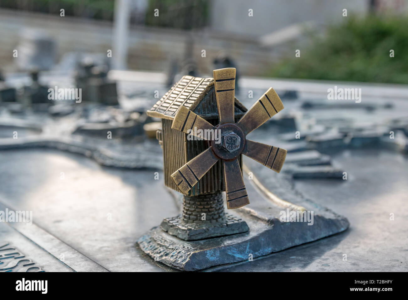 Nessebar, Bulgaria - 7 Sep 2018: Miniature metal map of the Nesebar ...