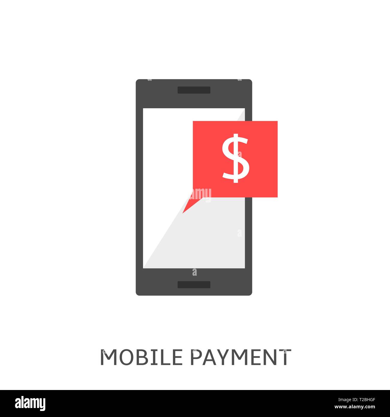 Mobile payment. Smartphone with red dollar sign message Vector ...