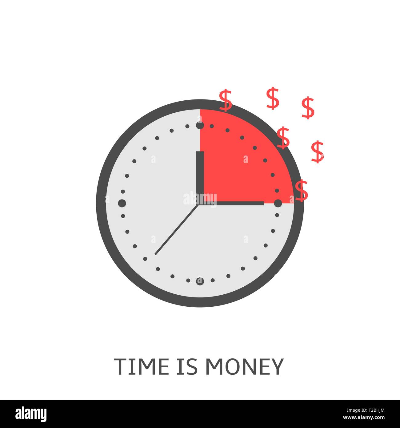 Time is money. Clock with red dollar signs Vector illustration Stock ...