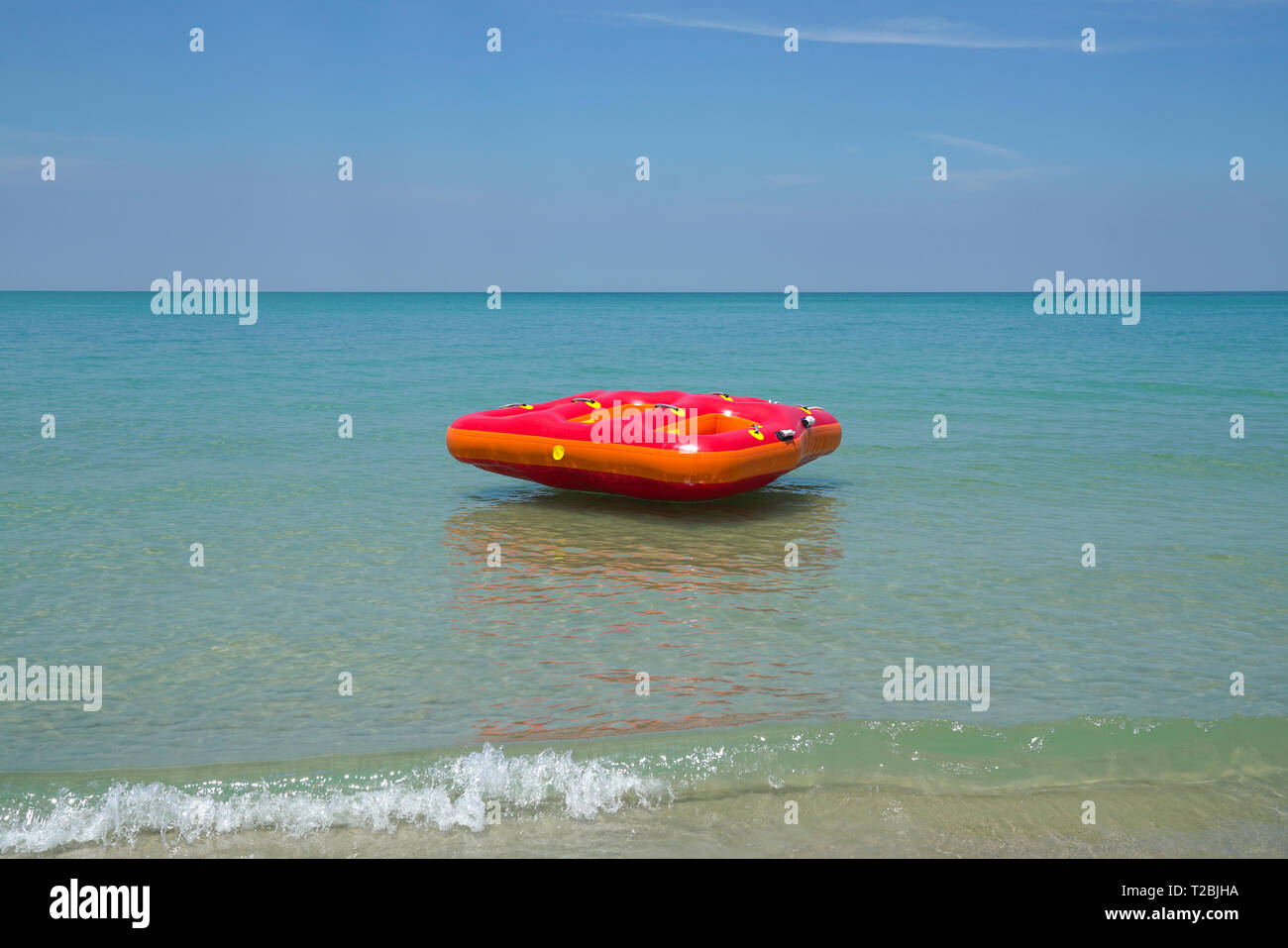 Summer or vacation concept, Inflatable ring or lilo floating in the sea ...