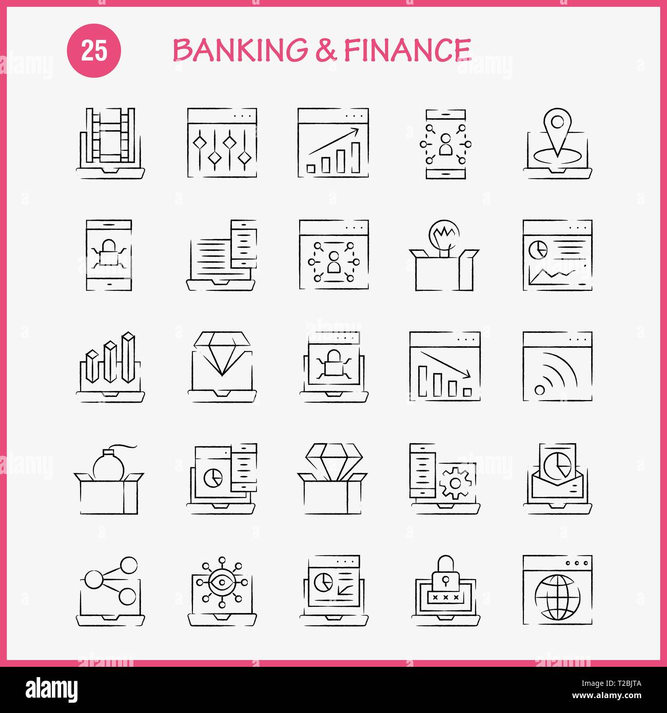 Banking Hand Drawn Icon Pack For Designers And Developers. Icons Of ...