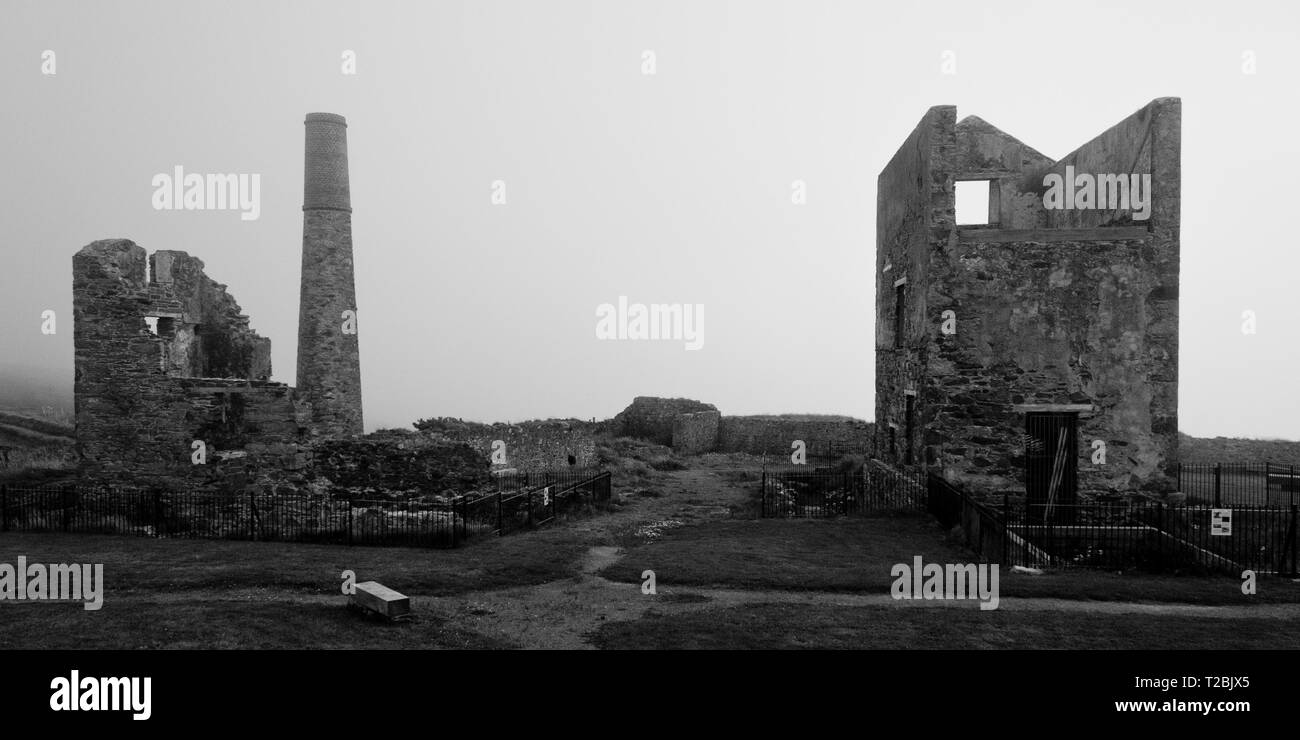 Black and White old copper mine, Tankardson, Ireland Stock Photo - Alamy
