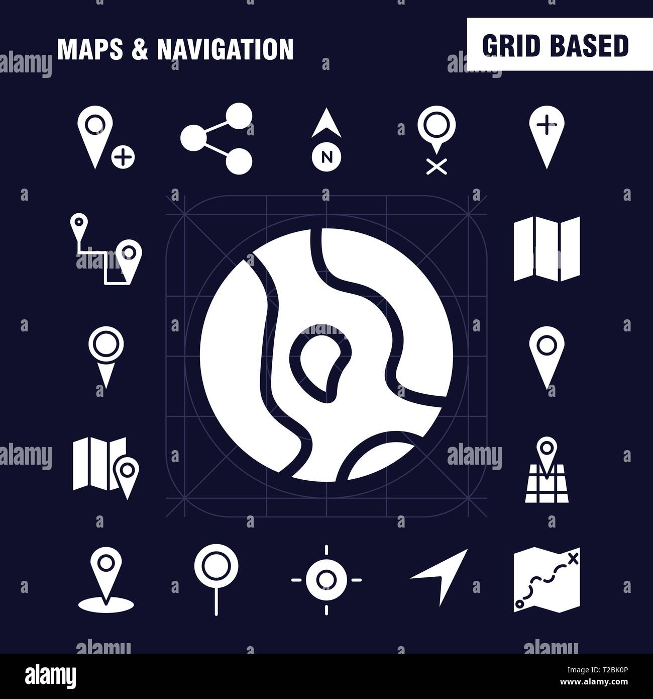 Maps And Navigation Solid Glyph Icon Pack For Designers And Developers ...