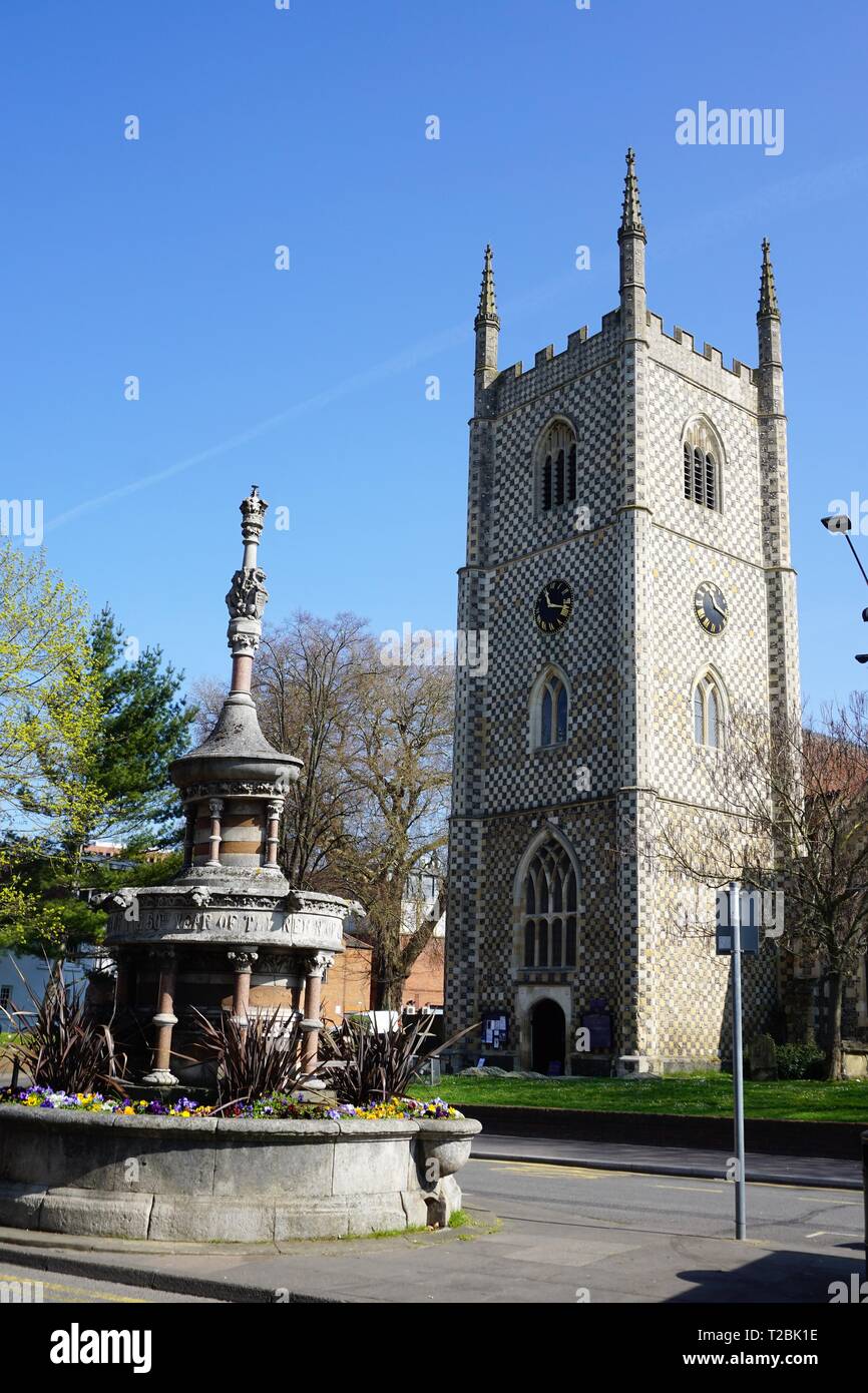 St Mary's the Virgin minster in the centre of Reading, UK Stock Photo ...
