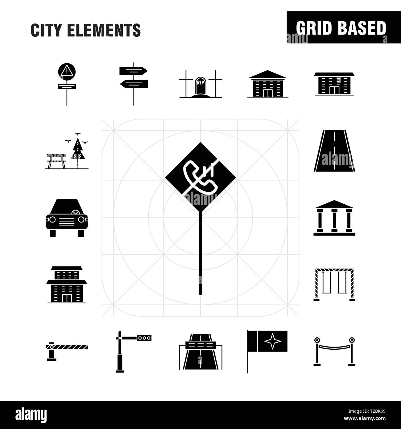 City Elements Solid Glyph Icons Set For Infographics, Mobile UX/UI Kit ...