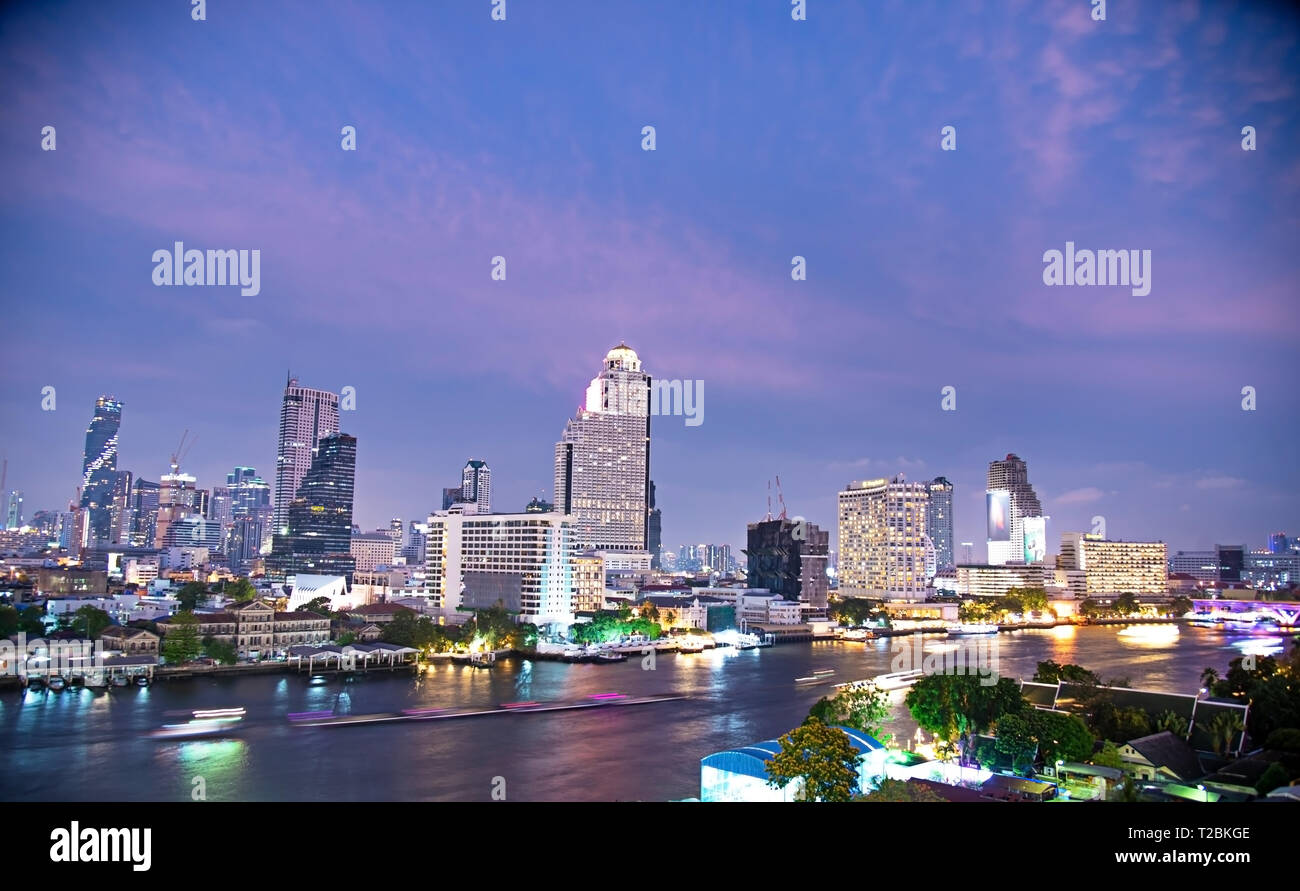 Bangkok night bird eye view Stock Photo - Alamy