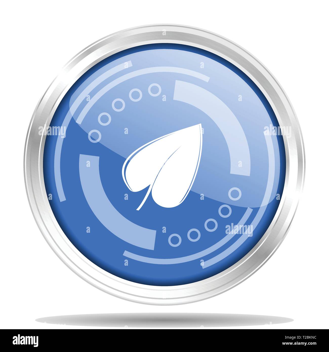 Leaf silver metallic chrome border round web icon, vector illustration ...
