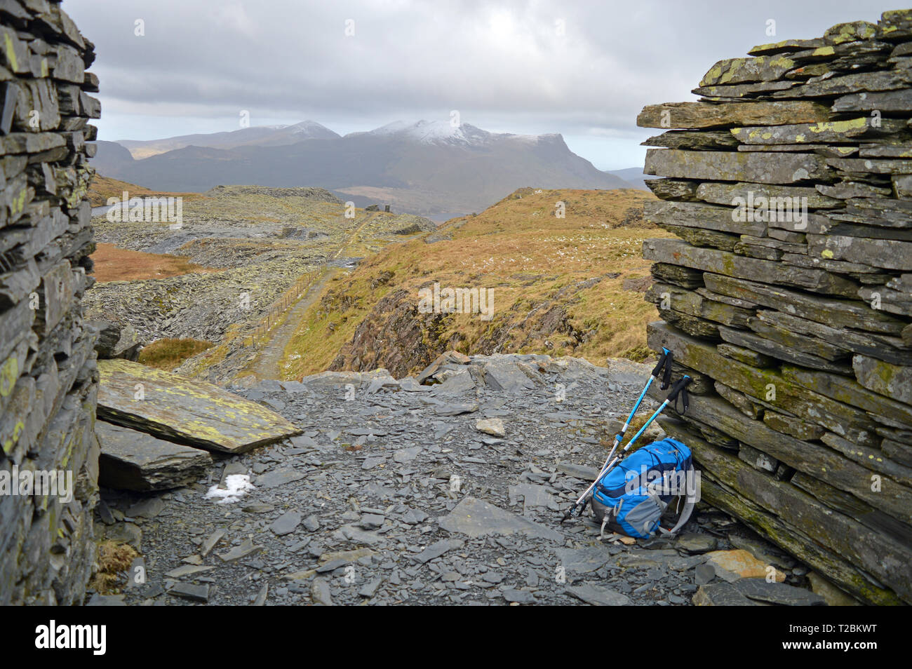 Nantlle Ridge viewed from deviated trail off the Rhyd Ddu path ...