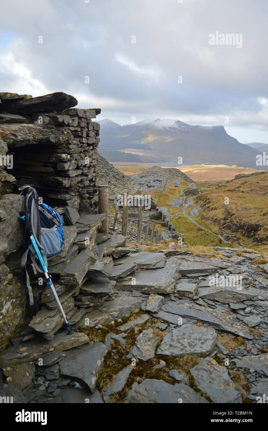 Nantlle Ridge viewed from deviated trail off the Rhyd Ddu path ...