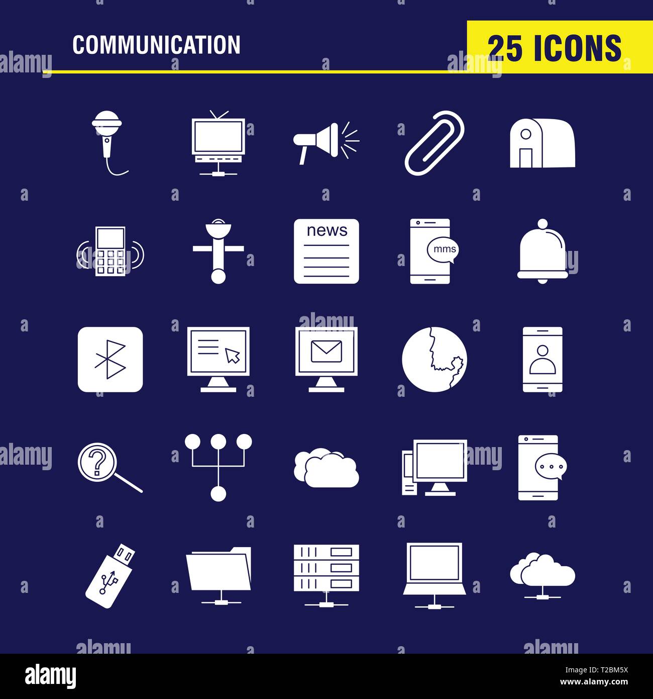 Communication Solid Glyph Icons Set For Infographics, Mobile UX/UI Kit ...