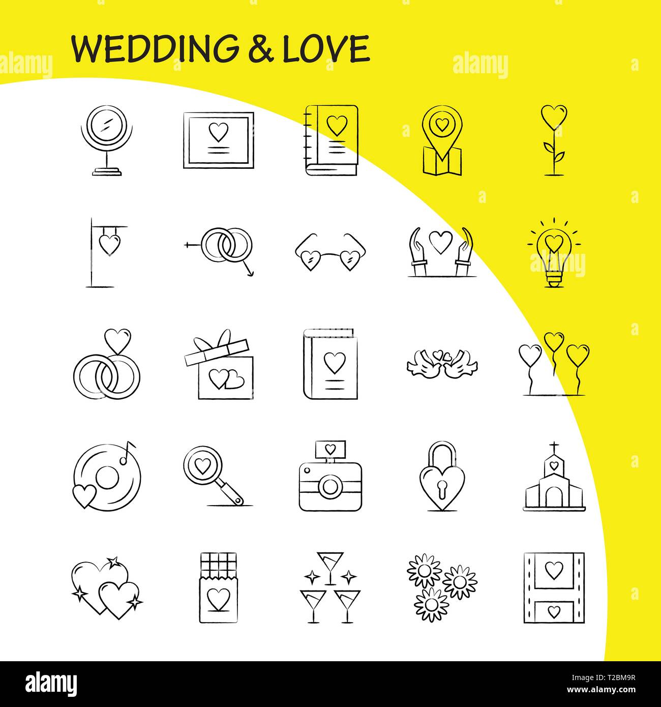 Wedding And Love Hand Drawn Icons Set For Infographics, Mobile UX/UI ...