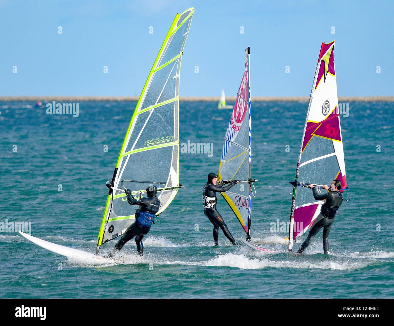 WINDSURFING IN WEYMOUTH PORTLAND DORSET UK Stock Photo - Alamy