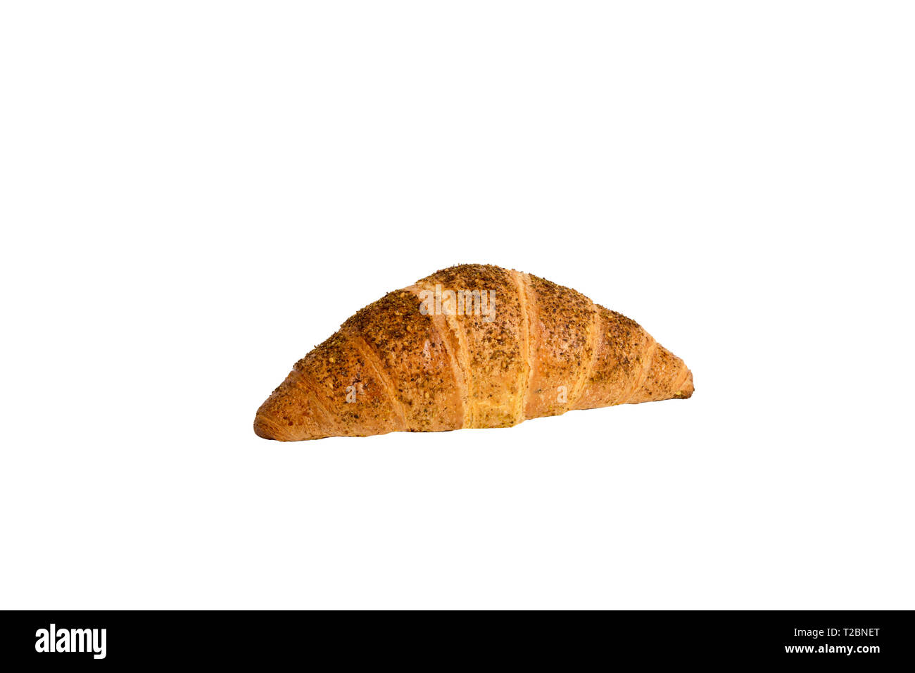 One zaatar croissant isolated on white background, no shadow Stock ...
