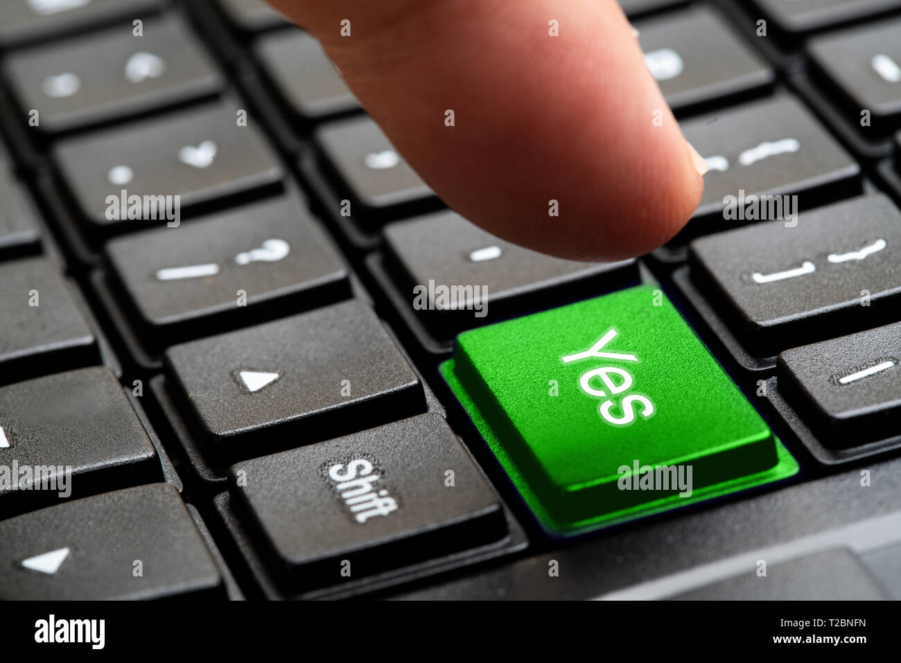 Yes button on keyboard, selective focus , concept word Stock Photo - Alamy
