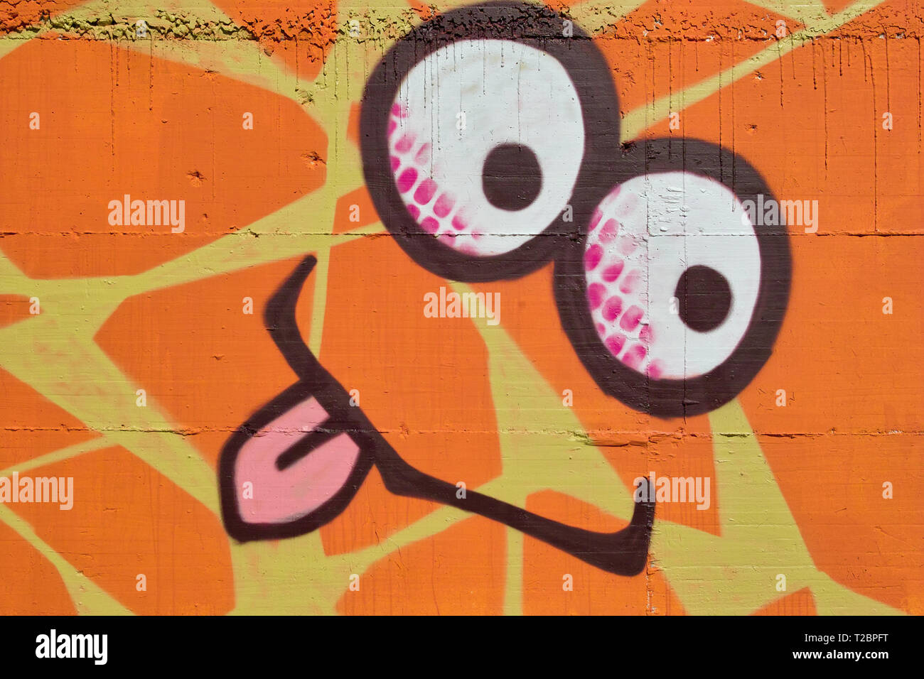 expression in a stylized mural, cartoon extemporaneous Stock Photo - Alamy