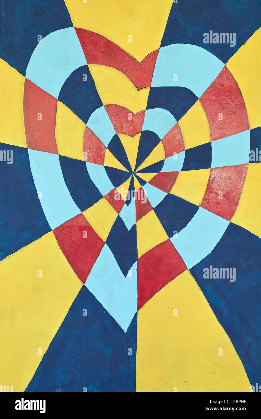 mural fantasy with geometric patterns in comic style Stock Photo - Alamy